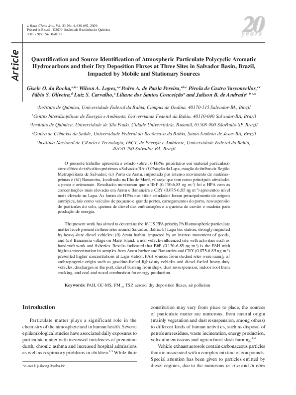 (PDF) Quantification and source identification of atmospheric particulate polycyclic aromatic ...