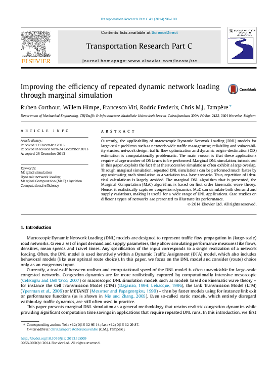 (PDF) Improving the efficiency of repeated dynamic network loading through marginal simulation