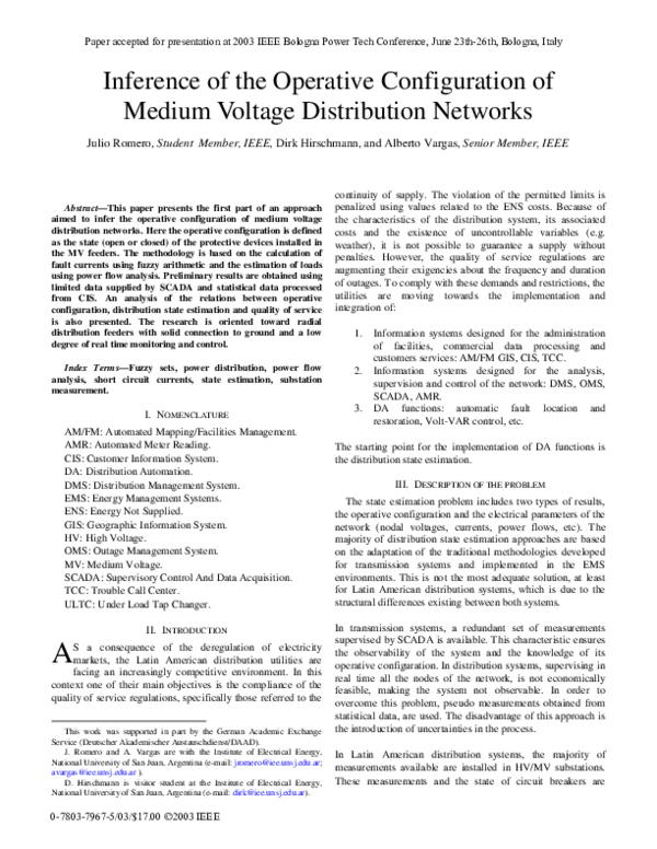 (PDF) Inference of the operative configuration of medium voltage ...