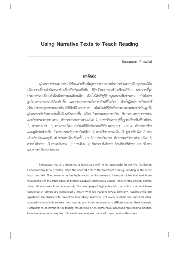 (PDF) Using Narrative Texts to Teach Reading