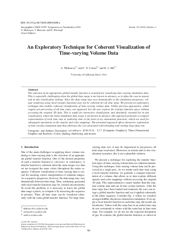 (PDF) An Exploratory Technique for Coherent Visualization of Time-varying Volume Data