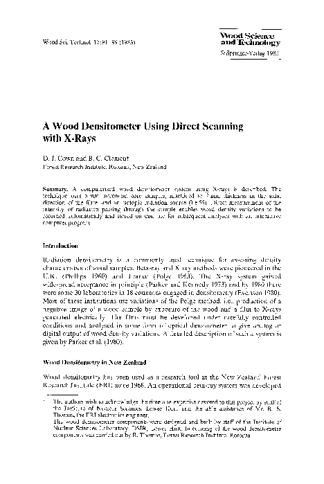 (PDF) A wood densitometer using direct scanning with X-rays