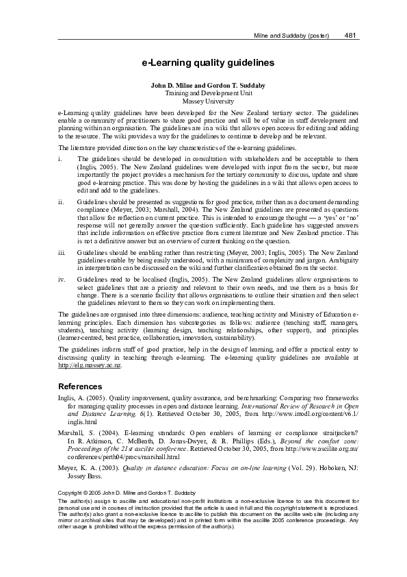 (PDF) e-Learning quality guidelines