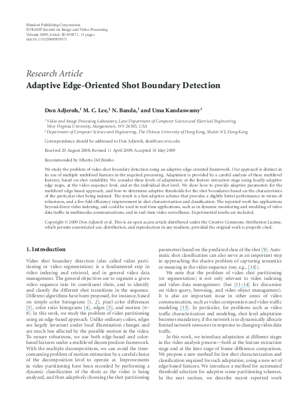 (PDF) Adaptive Edge-Oriented Shot Boundary Detection