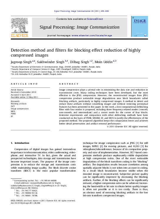 Pdf Detection Method And Filters For Blocking Effect Reduction Of