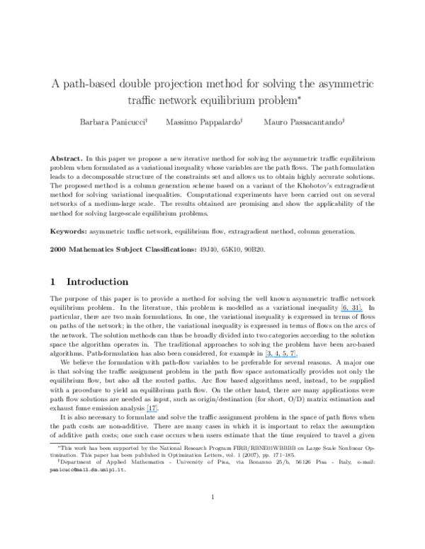 Pdf A Path Based Double Projection Method For Solving The Asymmetric
