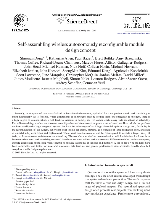Pdf Self Assembling Wireless Autonomously Reconfigurable Module