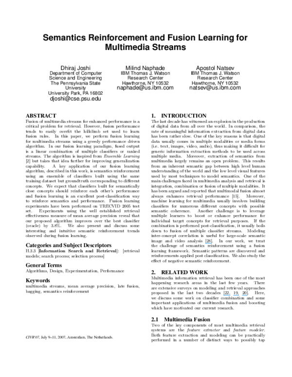 (PDF) Semantics reinforcement and fusion learning for multimedia streams