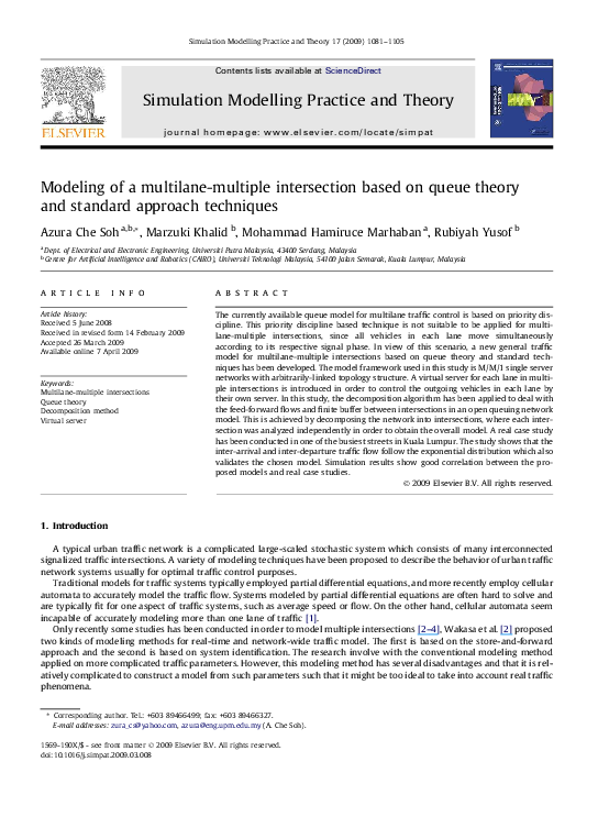 Pdf Modeling Of A Multilane Multiple Intersection Based On Queue