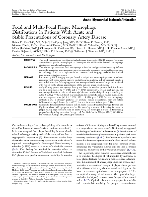 (PDF) Focal and multi-focal plaque macrophage distributions in patients ...