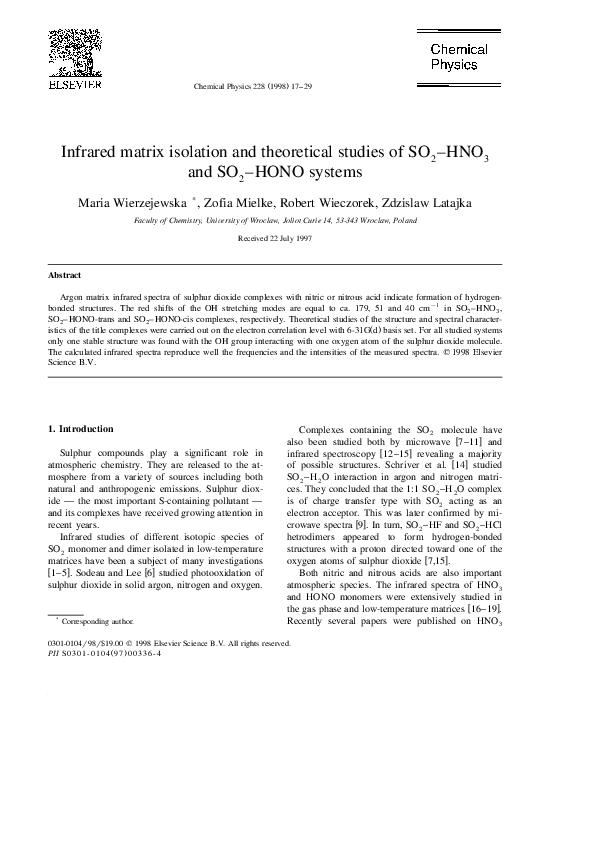 (PDF) Infrared matrix isolation and theoretical studies of the hydrogen ...