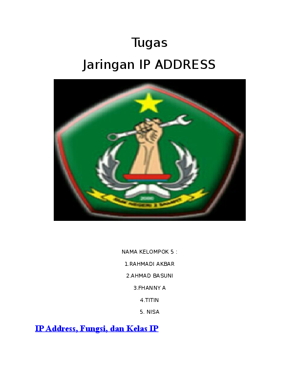 (DOC) Tugas Jaringan IP ADDRESS