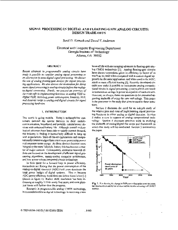 (PDF) Signal processing in digital and floating-gate analog circuits; design trade-offs | Sunil ...