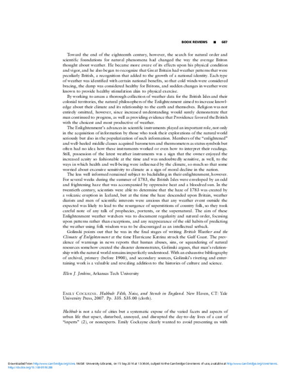 (PDF) Review of Hubbub: Filth, Noise, and Stench in England by Emily ...