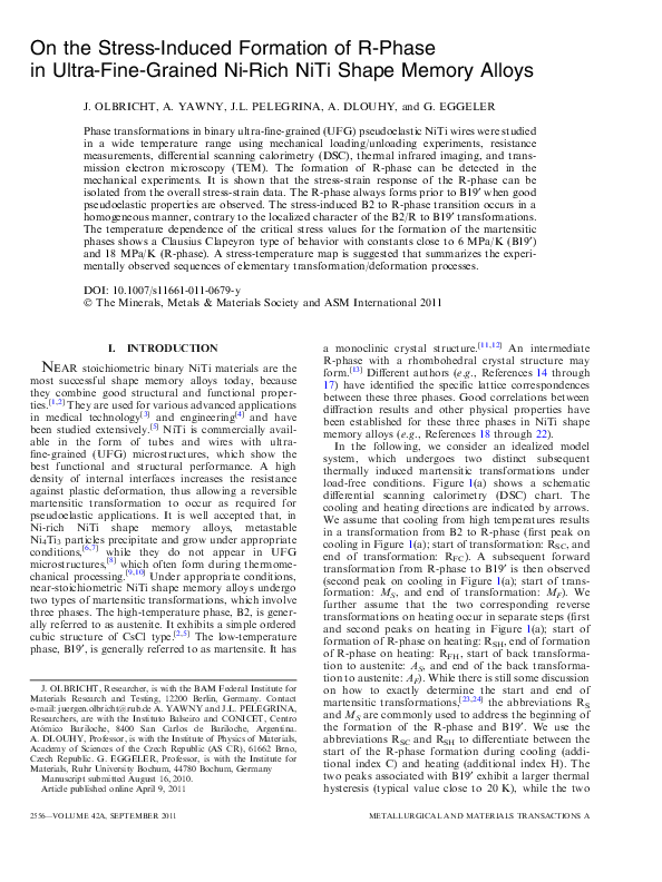 (PDF) Stress-Induced R-Phase Formation in NiTi Alloys