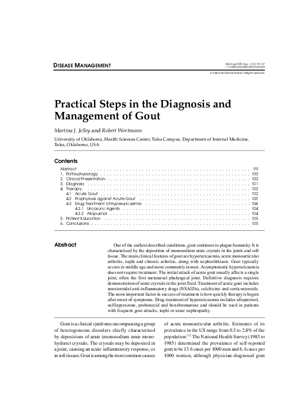 (PDF) Practical Steps in the Diagnosis and Management of Gout