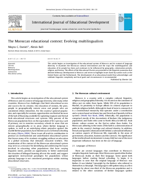 (PDF) The Moroccan educational context: Evolving multilingualism