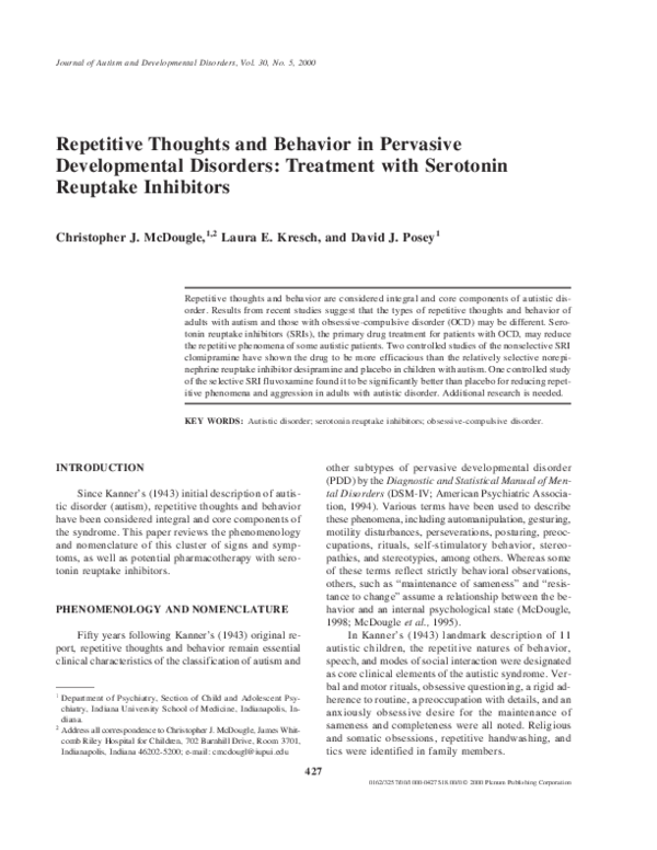 (PDF) Repetitive Thoughts and Behavior in Pervasive Developmental ...