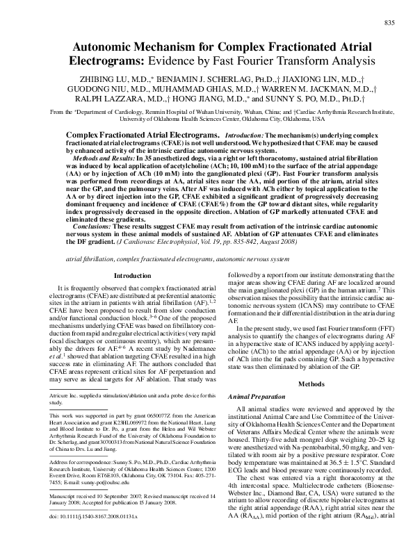 (PDF) Autonomic Mechanism for Complex Fractionated Atrial Electrograms ...