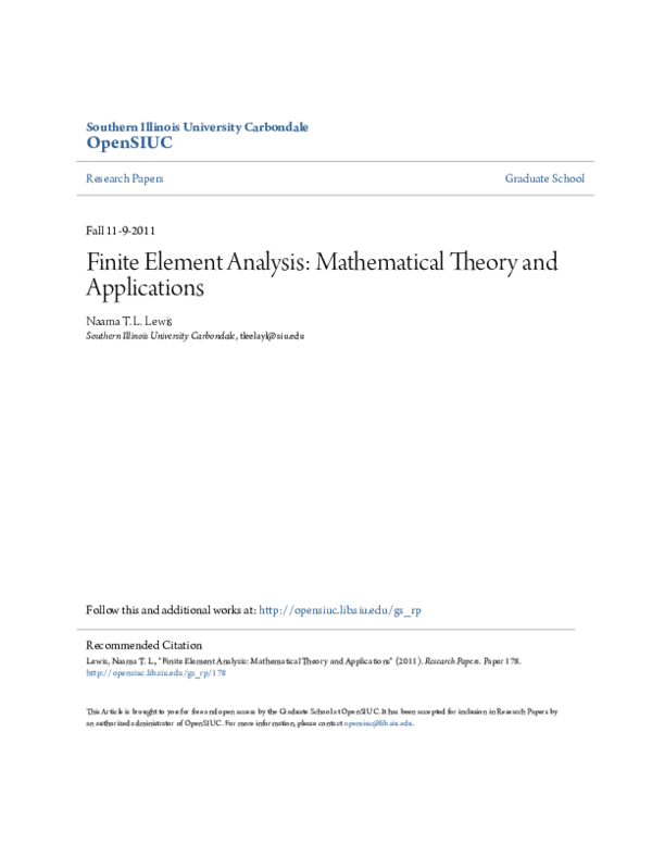 (PDF) Finite Element Analysis: Mathematical Theory and Applications