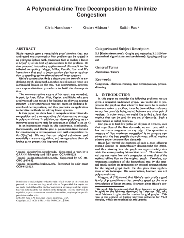 (PDF) A polynomial-time tree decomposition to minimize congestion