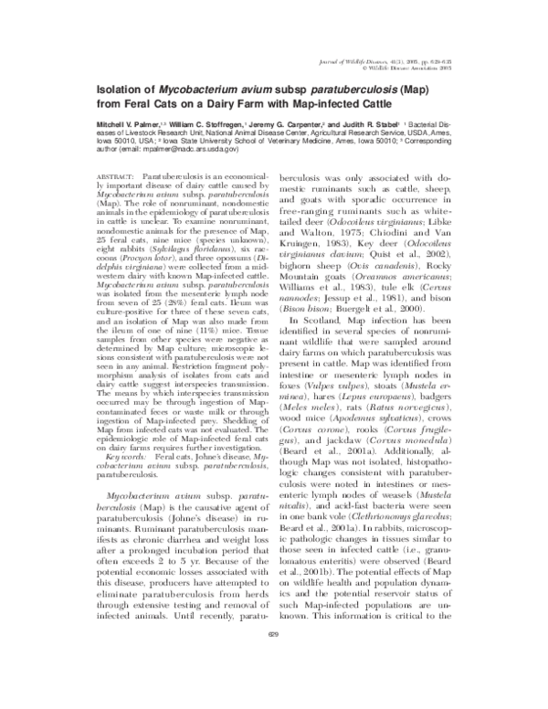 (PDF) Isolation of Mycobacterium avium subsp paratuberculosis (Map) from Feral Cats on a Dairy ...