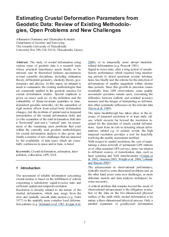 (PDF) Estimating Crustal Deformation Parameters from Geodetic Data ...