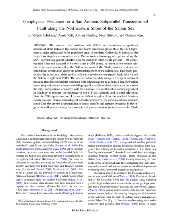 (PDF) Geophysical Evidence for a San Andreas Subparallel Transtensional ...