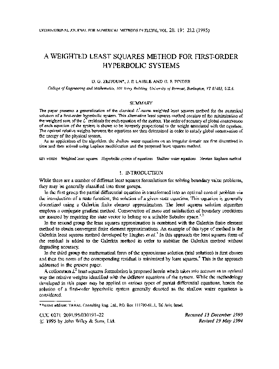 (PDF) A weighted least squares method for first-order hyperbolic systems