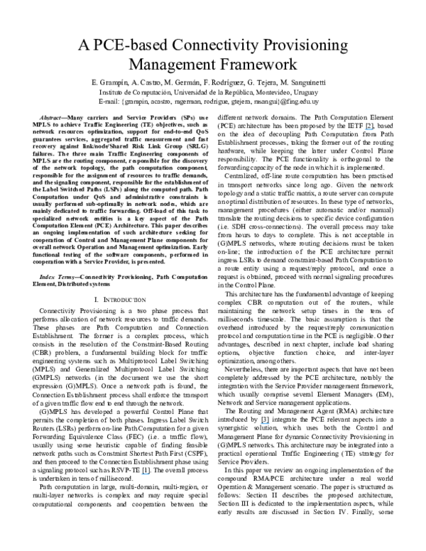 (PDF) A PCE-based Connectivity Provisioning Management Framework