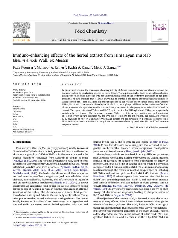 (PDF) Immuno-enhancing effects of the herbal extract from Himalayan ...