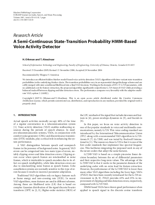 (PDF) A Semi-Continuous State-Transition Probability HMM-Based Voice ...