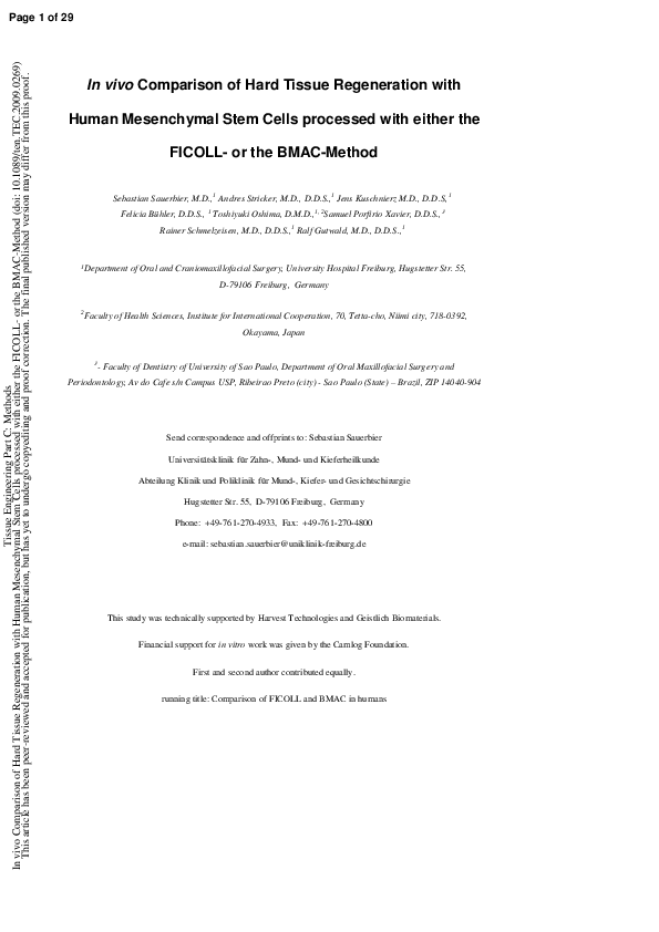 (PDF) In Vivo Comparison of Hard Tissue Regeneration with Human ...