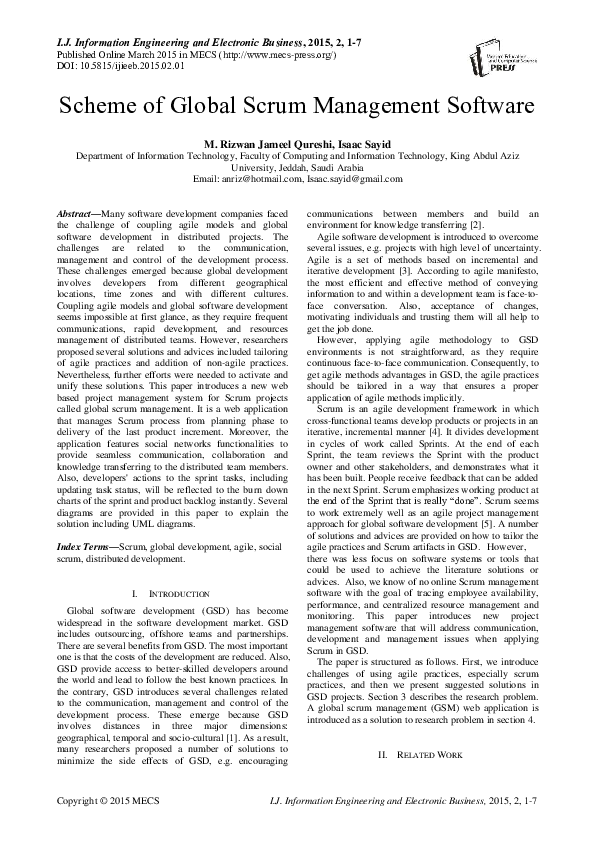 (PDF) Scheme of Global Scrum Management Software