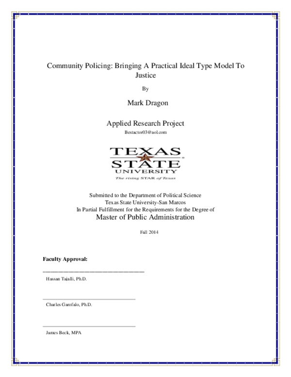 (PDF) Community Policing: Bringing A Practical Ideal Type Model To Justice