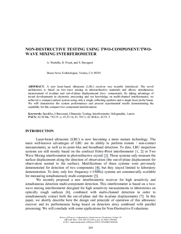 Pdf Non Destructive Testing Using Two Component∕two Wave Mixing