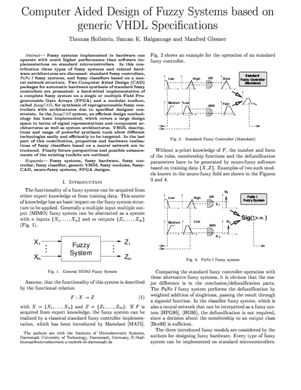 Pdf Computer Aided Design Of Fuzzy Systems Based On Generic Vhdl Specifications