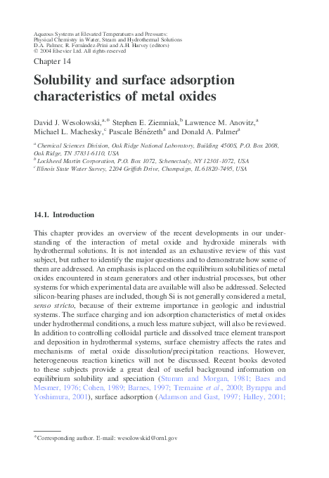 (PDF) Solubility and Surface Adsorption Characteristics of Metal Oxides ...