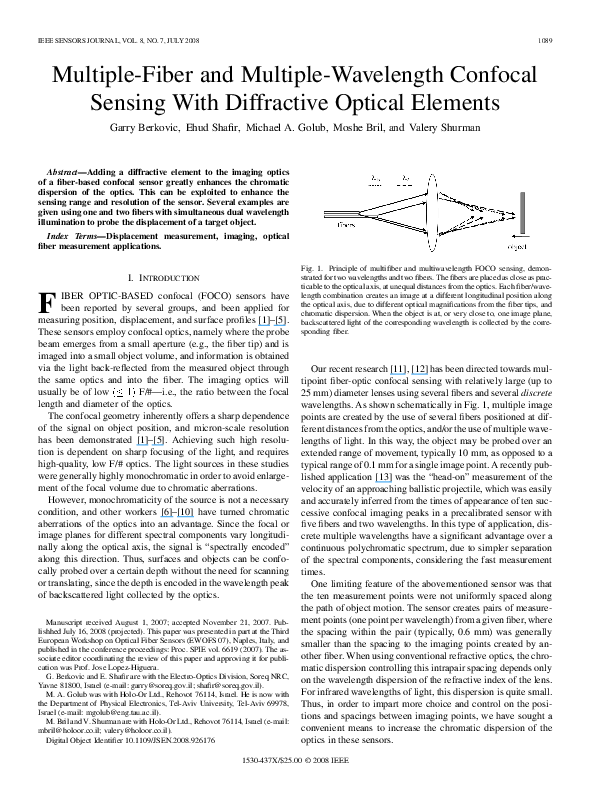 (PDF) Multiple-Fiber and Multiple-Wavelength Confocal Sensing With ...