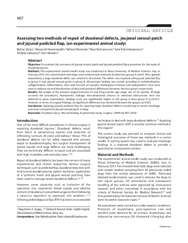 (PDF) Assessing two methods of repair of duodenal defects, jeujenal ...
