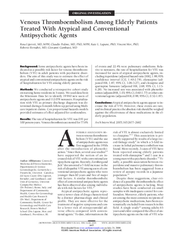 (PDF) Cerebrovascular Accidents in Elderly People Treated with ...