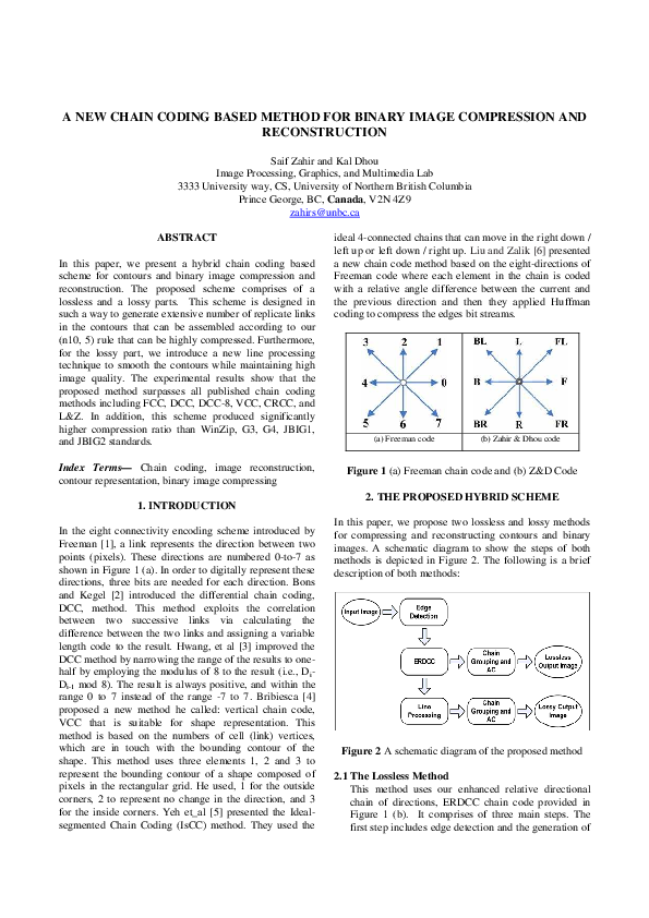 (PDF) A New Chain Coding Based Method for Binary Image Compression and Reconstruction
