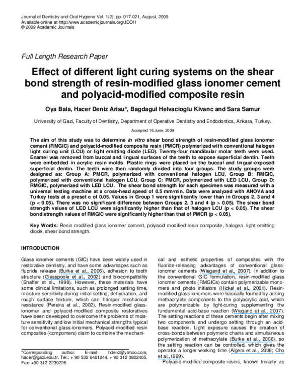 (PDF) Effect of different light curing systems on the shear bond ...