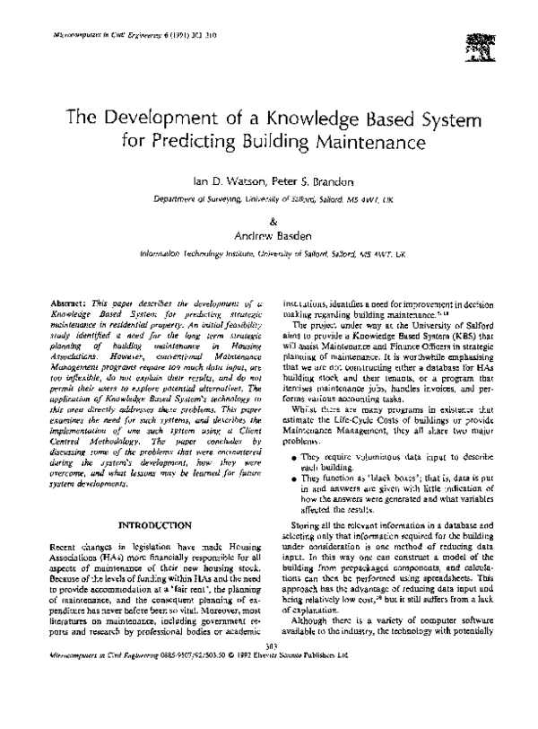 (PDF) The Development of a Knowledge-Based System for Predicting ...