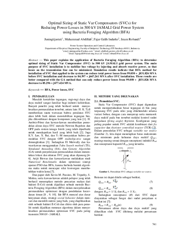 Pdf Optimal Sizing Of Static Var Compensators Svcs For Reducing