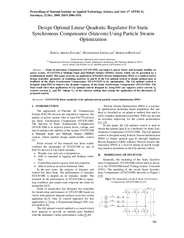 (PDF) Design Optimal Linear Quadratic Regulator for Static Synchronous Compensator (Statcom ...
