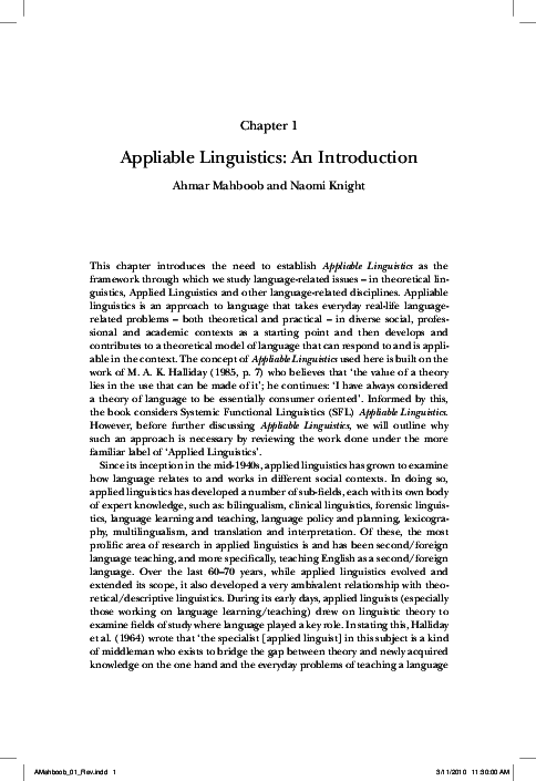 (PDF) Appliable Linguistics - An introduction