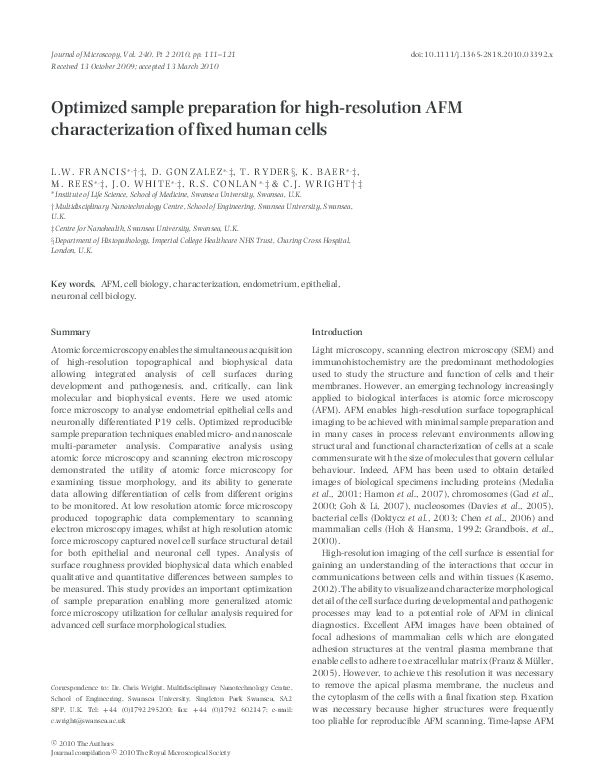 (PDF) Optimized sample preparation for high-resolution AFM ...