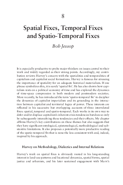 (PDF) Spatial fixes, temporal fixes and spatio-temporal fixes (in David ...