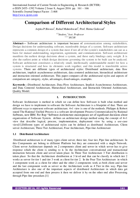 (PDF) Comparison of Different Architectural Styles